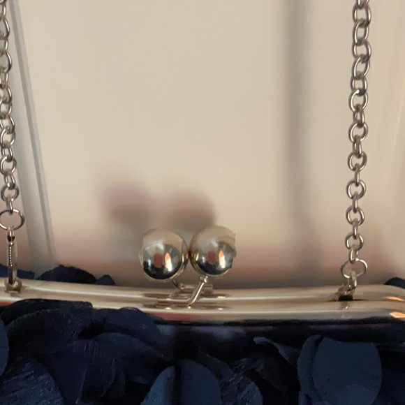 Bags | Chain Link Navy Blue Flower Bag | Poshmark
